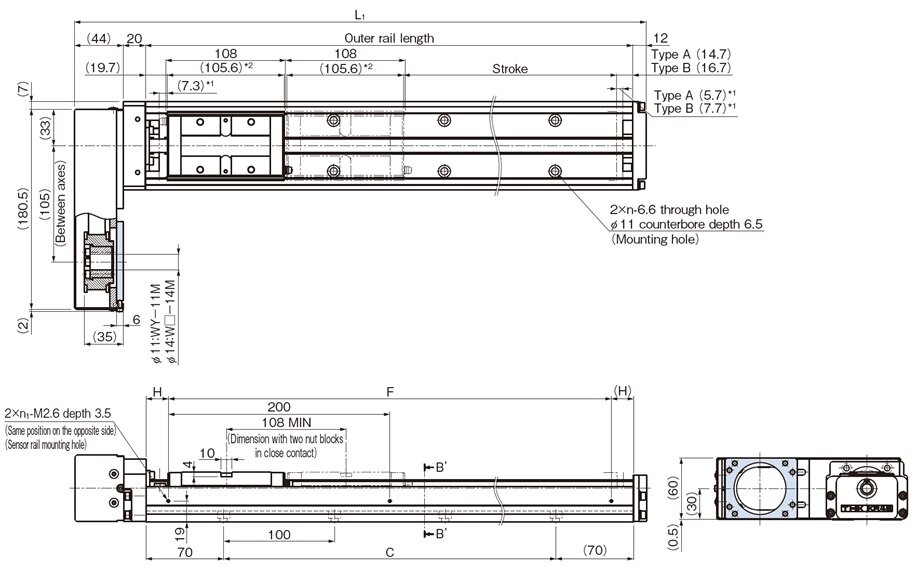 Models KR45H-A/KR45H-B Without Cover, Motor Wrap｜LM Guide Actuator ...