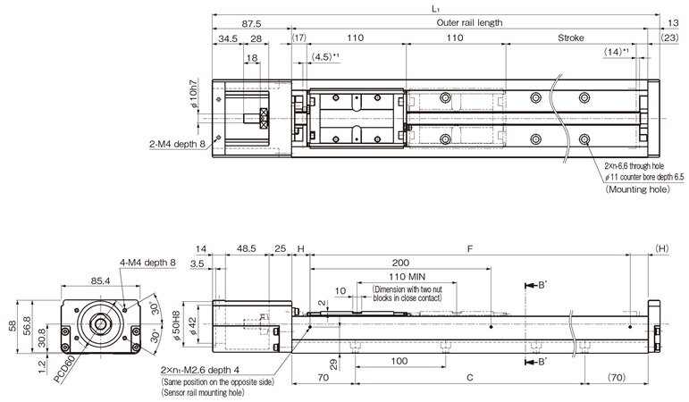Models SKR46-A/SKR46-B Without Cover, Direct Motor Coupling｜LM Guide Actuator｜Product ...