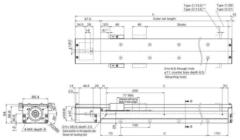 Models SKR46-C/SKR46-D With Cover, Direct Motor Coupling｜LM Guide Actuator｜Product Information ...