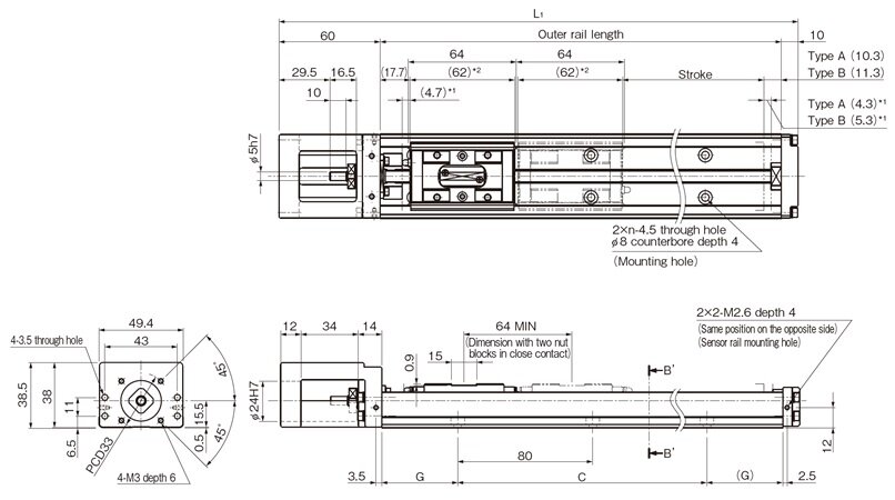 Models KR26-A/KR26-B Without Cover, Direct Motor Coupling｜LM Guide ...