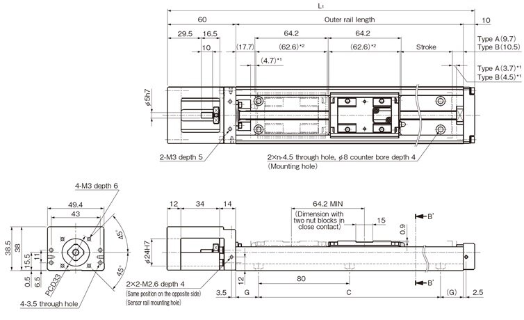 Models SKR26-A/SKR26-B Without Cover, Direct Motor Coupling｜LM Guide Actuator｜Product ...