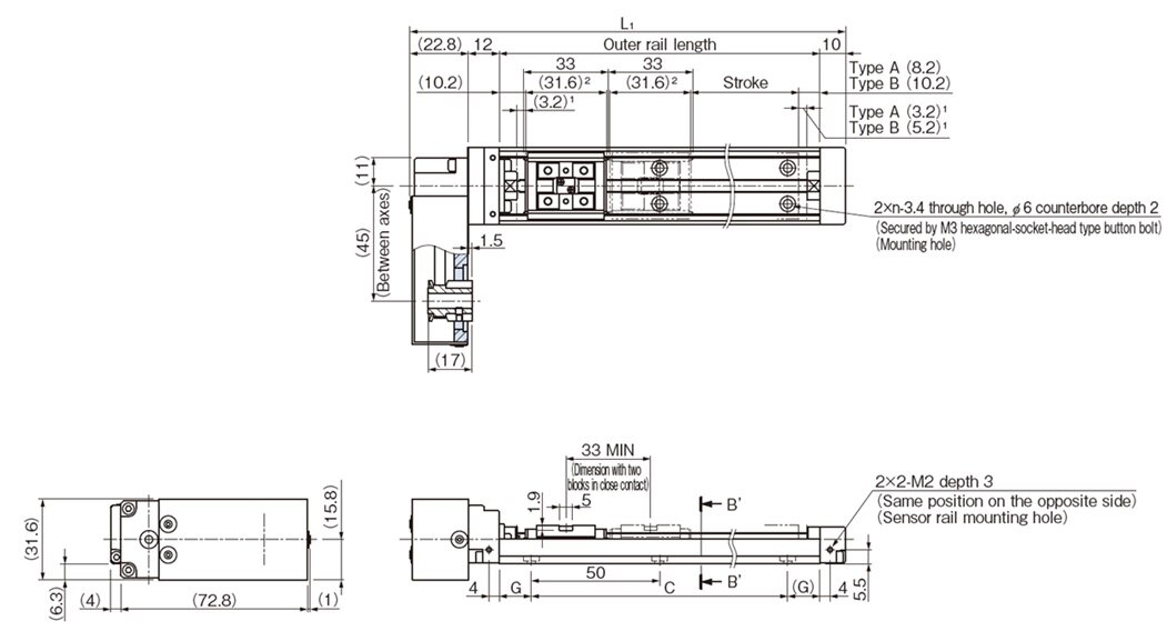 Models KR15-A/KR15-B Without Cover, Motor Wrap｜LM Guide Actuator ...