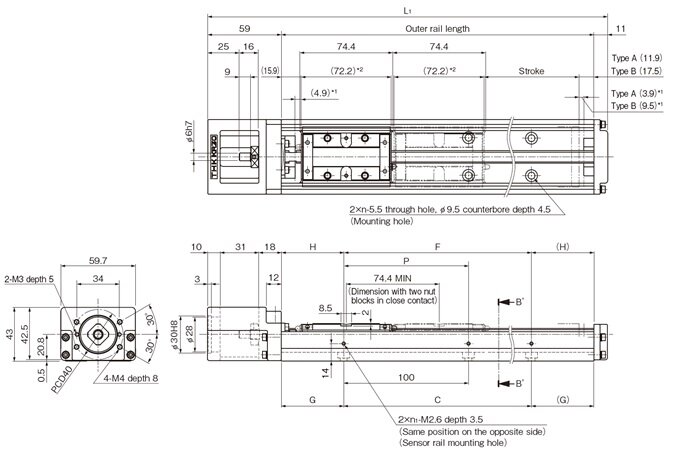 Models KR30H-A/KR30H-B Without Cover, Direct Motor Coupling｜LM Guide ...