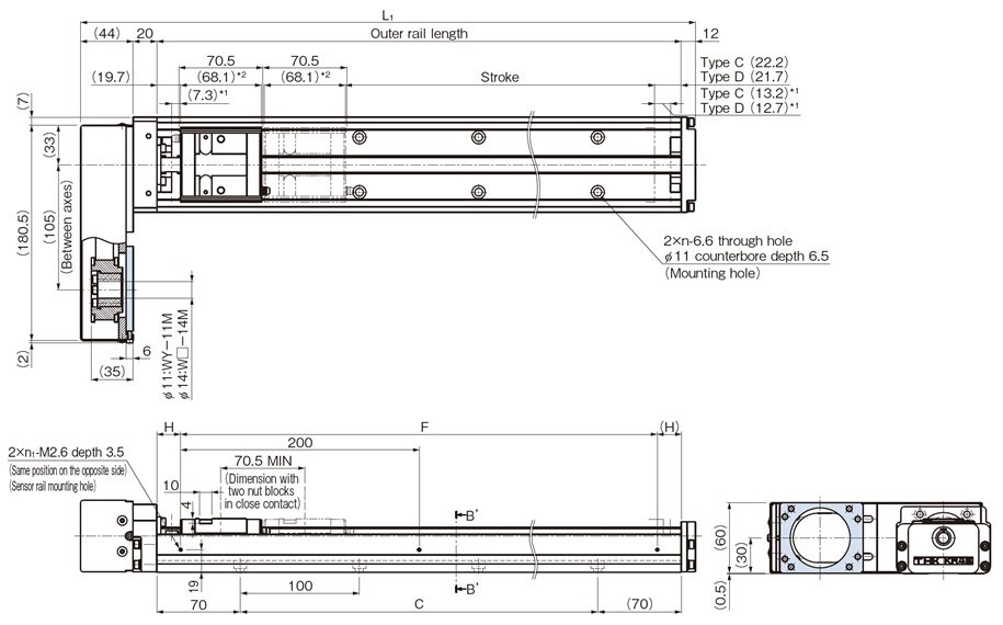 Models KR45H-C/KR45H-D Without Cover, Motor Wrap｜LM Guide Actuator｜Product Information｜THK ...