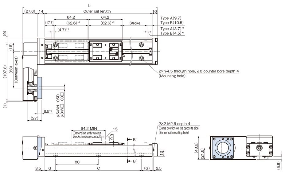 Models SKR26-A/SKR26-B Without Cover, Motor Wrap｜LM Guide Actuator｜Product Information｜THK ...